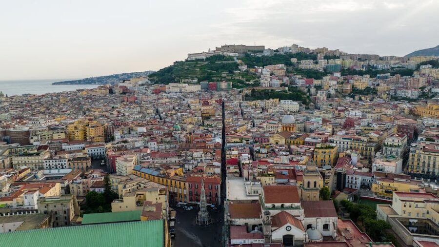 Naples drone cityscape