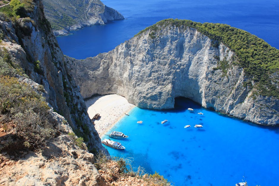 View into Navagio cove from the water