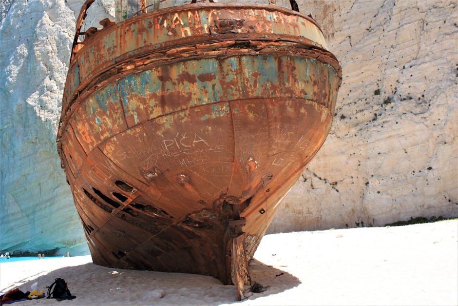 The shipwreck on the sand at Navagio Beach