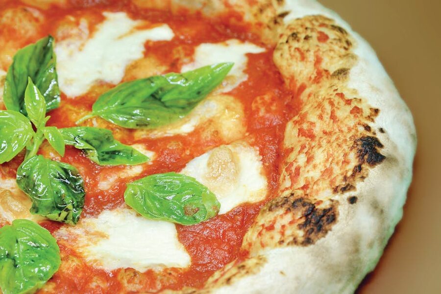 Freshly baked Neapolitan pizza