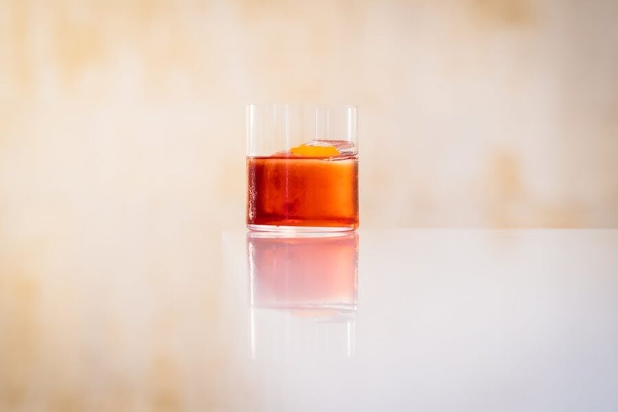Negroni glass with orange peel