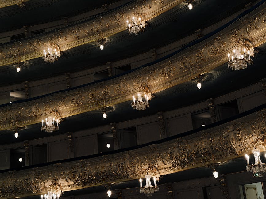 Ornate opera theatre with balconies interior