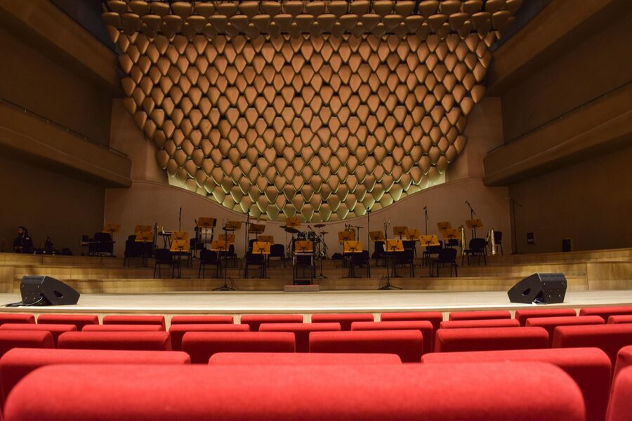 Orchestra performing on stage