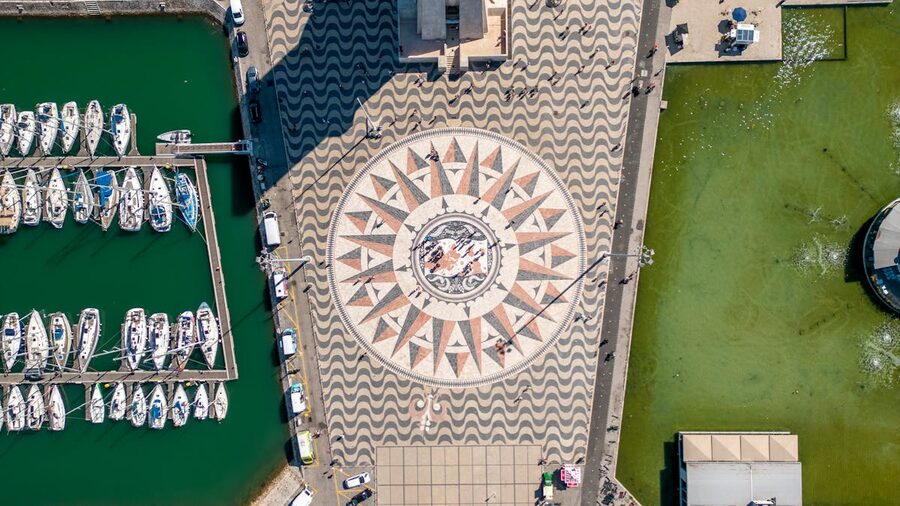 Aerial view of the Padrao dos Descobrimentos Monument