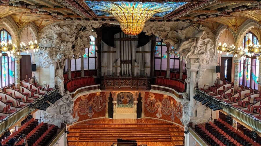 Palau de la Musica Catalana blue glass building facade