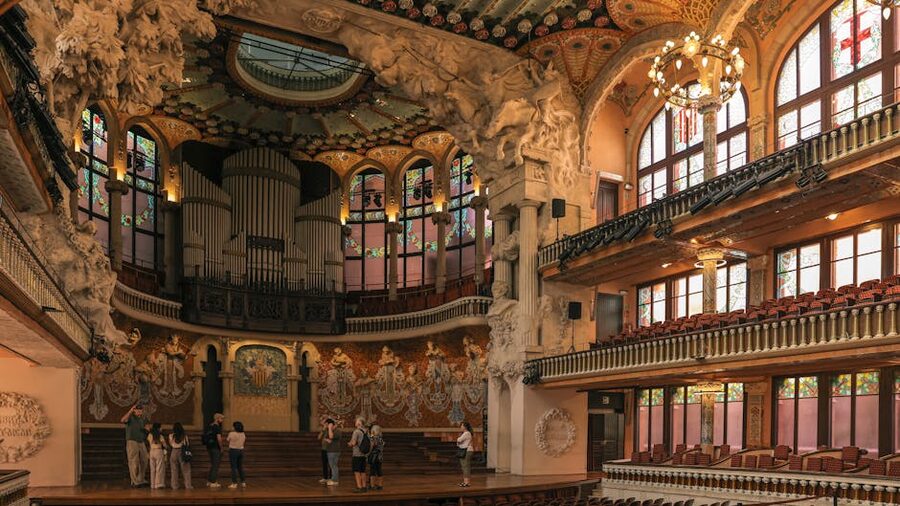 Visitors inside the Palau de la Música Catalana