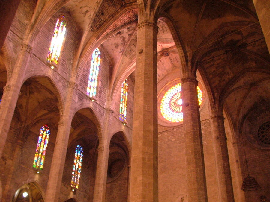 Palma Cathedral interior pillars and Gothic arches