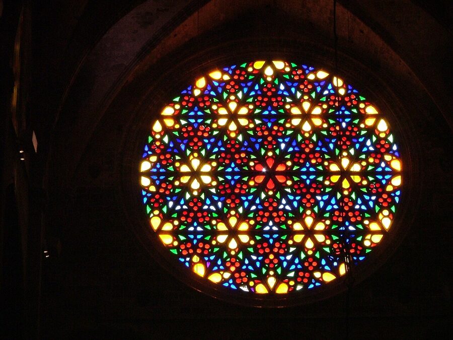 Palma Cathedral rose window interior