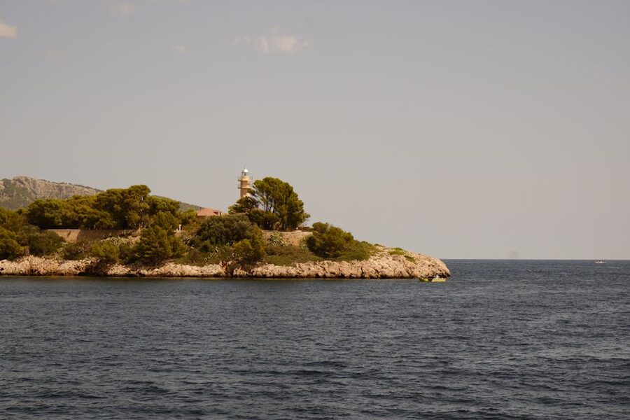 Lighthouse on Mallorca rocky shore