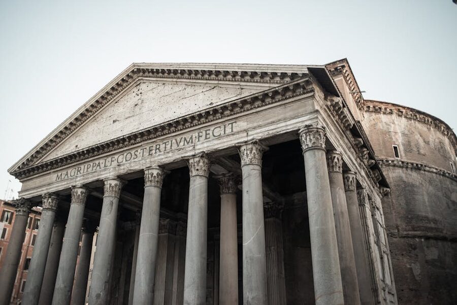Portico of the Pantheon with granite columns