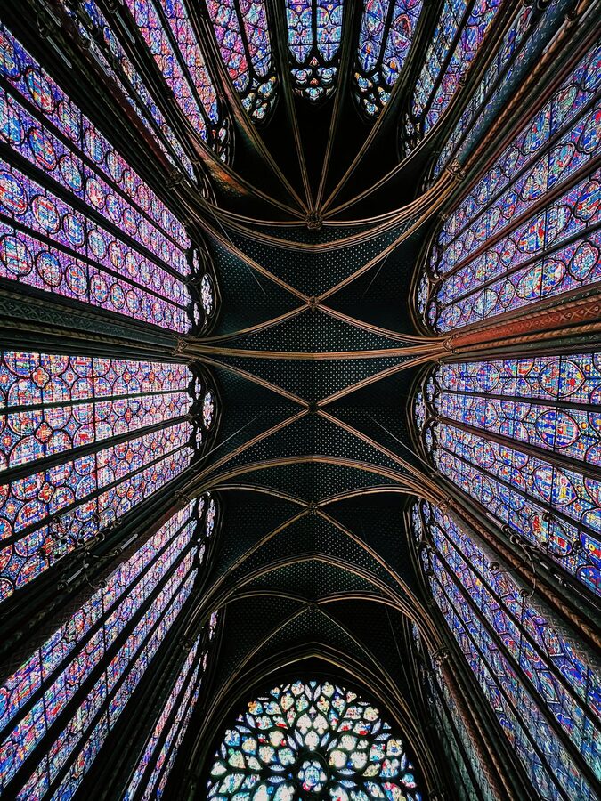 Detailed view of the Sainte-Chapelle stained glass
