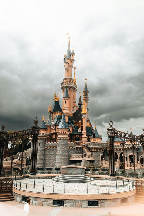 Detailed architectural elements of the Disneyland Paris castle