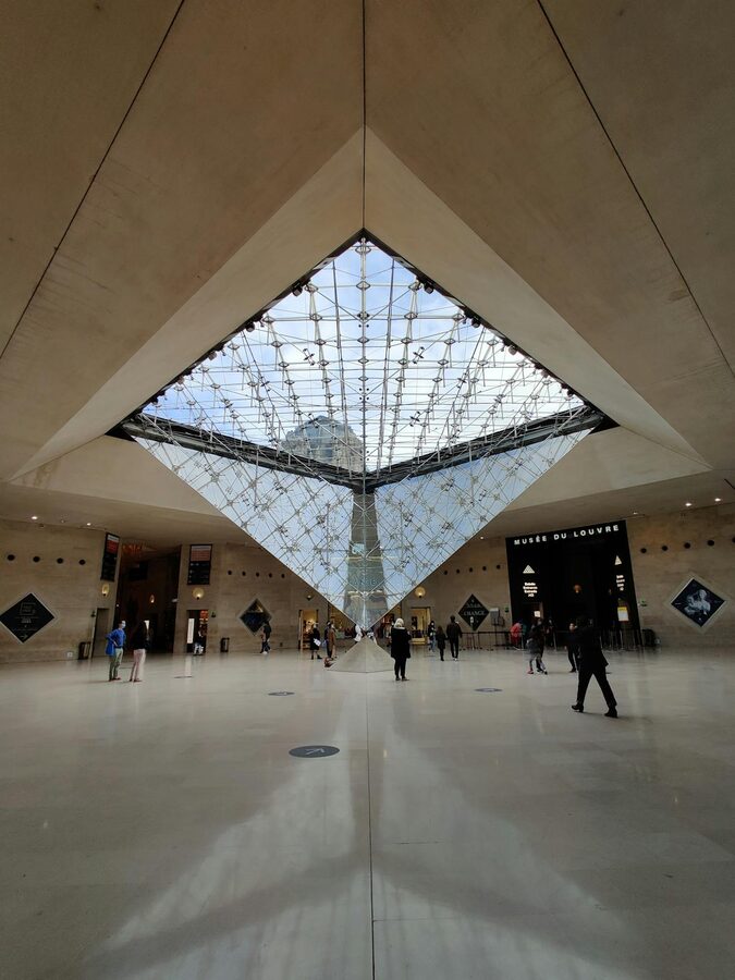 Inverted pyramid inside the Louvre Museum underground shopping area