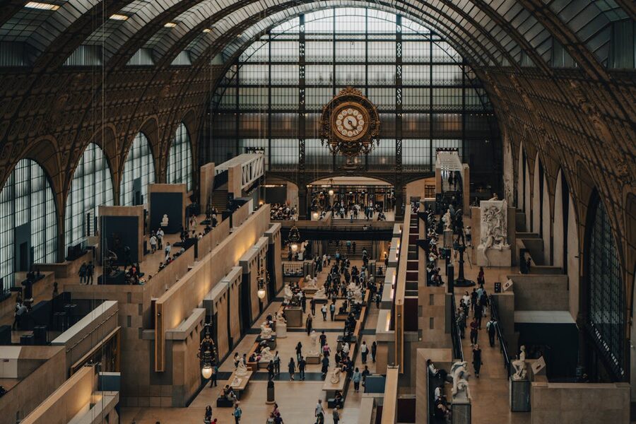 The grand interior of the Musée d'Orsay showing the main gallery hall