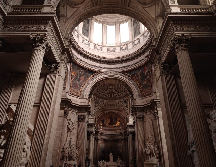 Exterior view of the Paris Panthéon with its neoclassical columns and dome