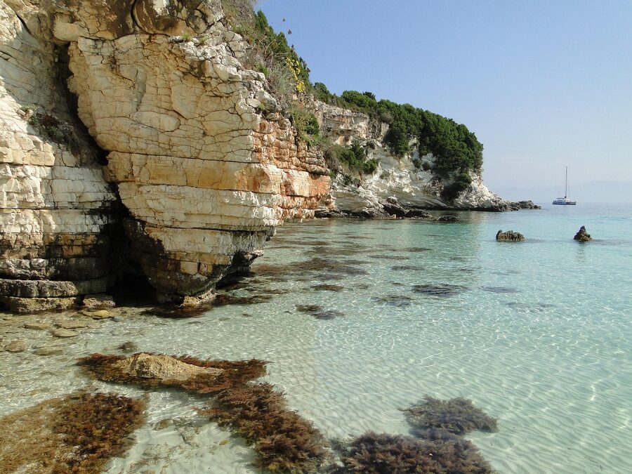 Rocks along a Paxos beach