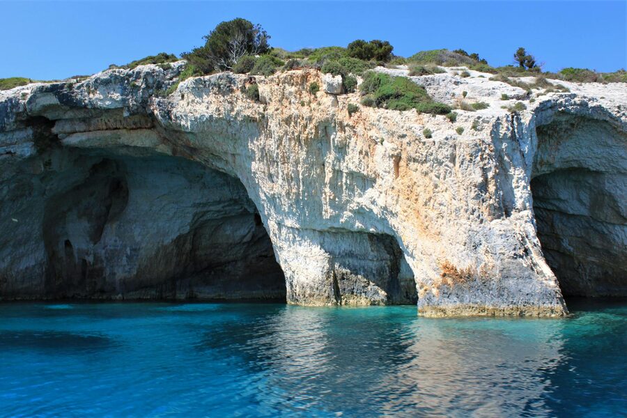 Paxos Blue Caves with clear turquoise waters