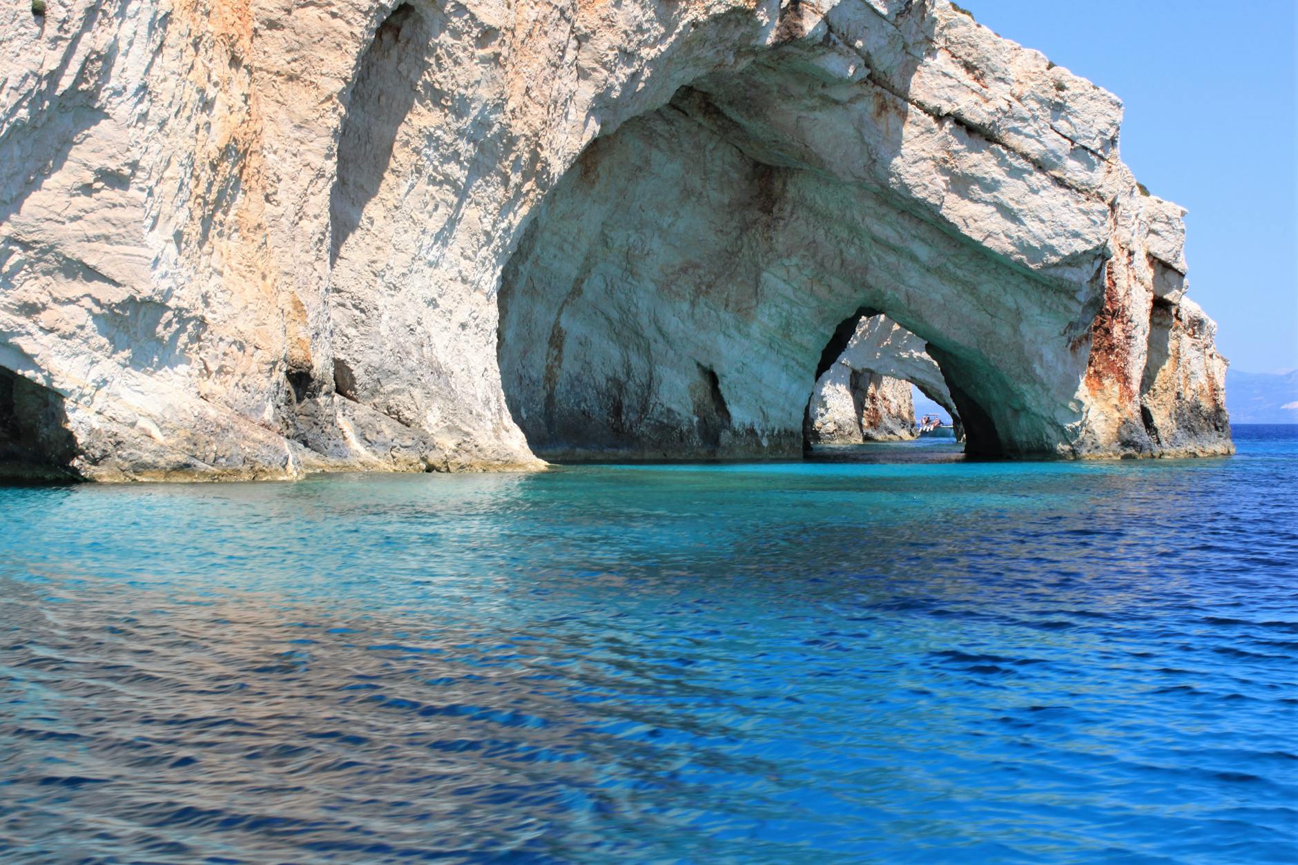 Rock formations and clear water at Paxos