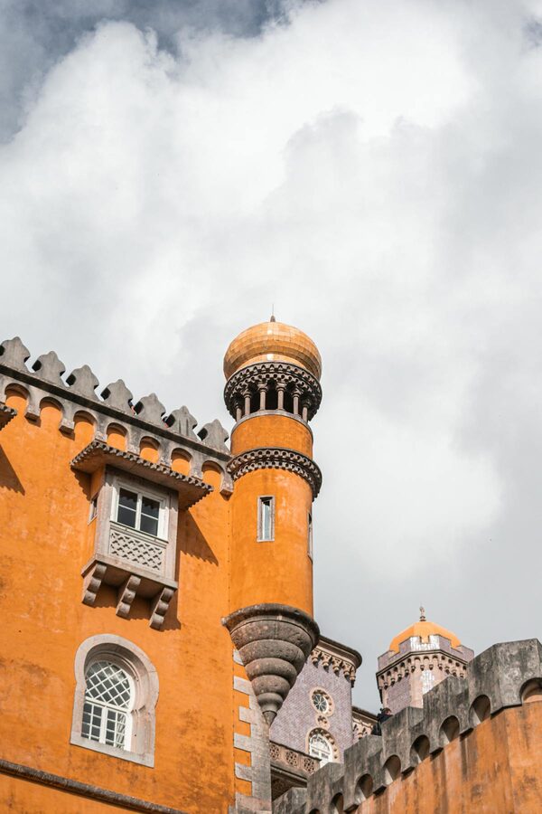 Moorish-style tower detail at Pena Palace in Sintra Portugal