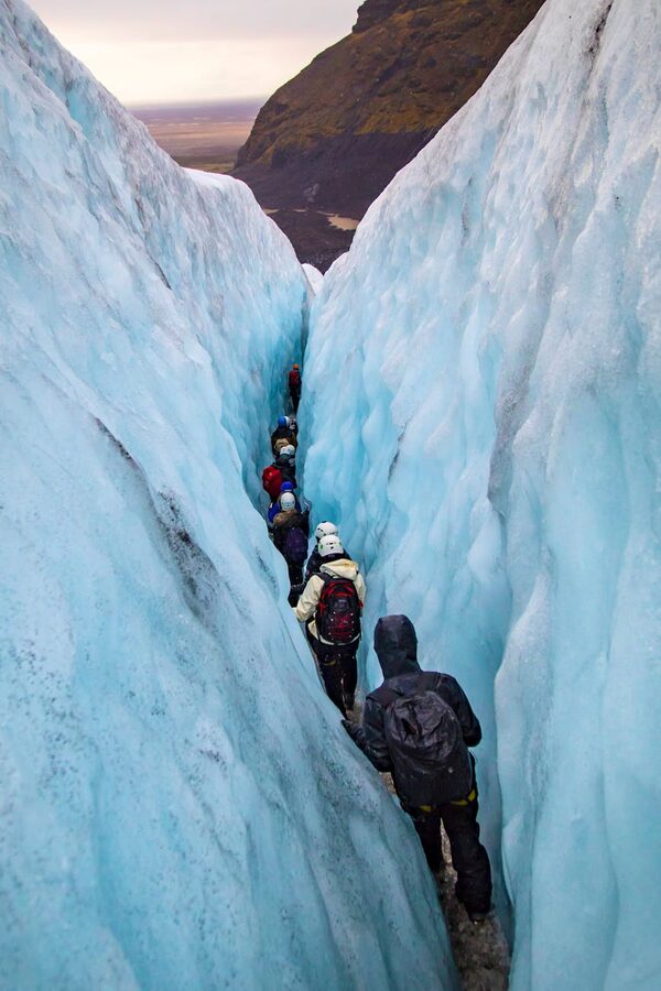 Panoramic view of an Icelandic mountain glacier