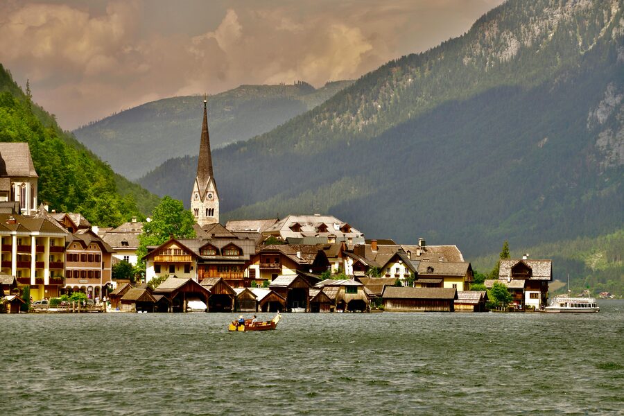 Austrian alpine lake landscape
