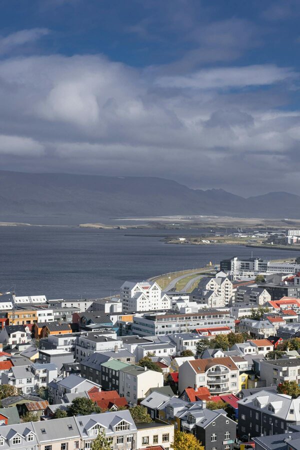 Reykjavik waterfront with colorful buildings
