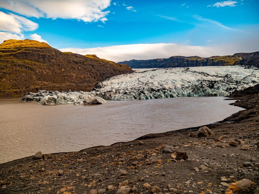 Solheimajokull glacier and rugged terrain Iceland