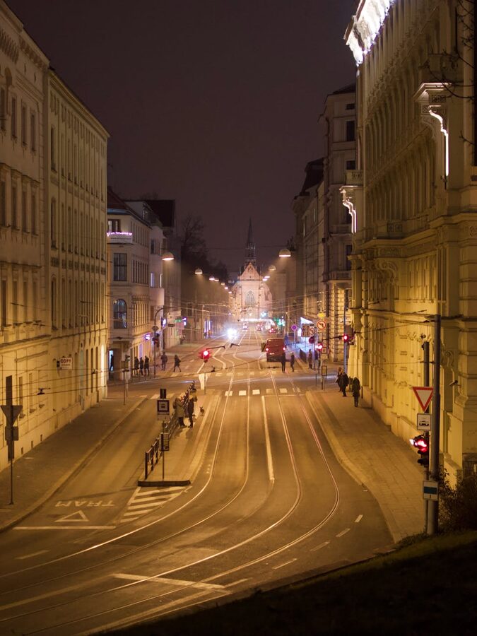 Night walking tour European city