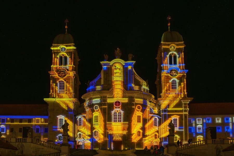 Illuminated church interior light show