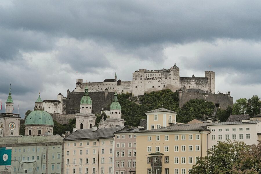 Salzburg church domes mountains