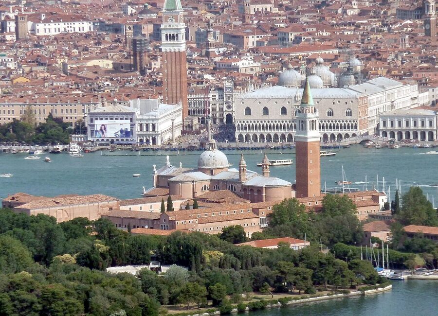 Piazza San Marco and basilica seen from the lagoon, Venice