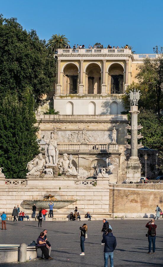 Pincio Terrace view over central Rome at sunset
