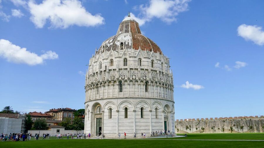 Pisa Baptistery against a blue sky
