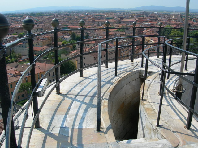 Interior spiral staircase of the Pisa Leaning Tower