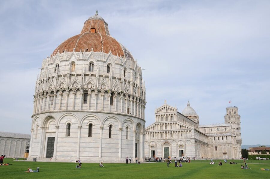 Pisa Piazza dei Miracoli with Baptistery and Leaning Tower