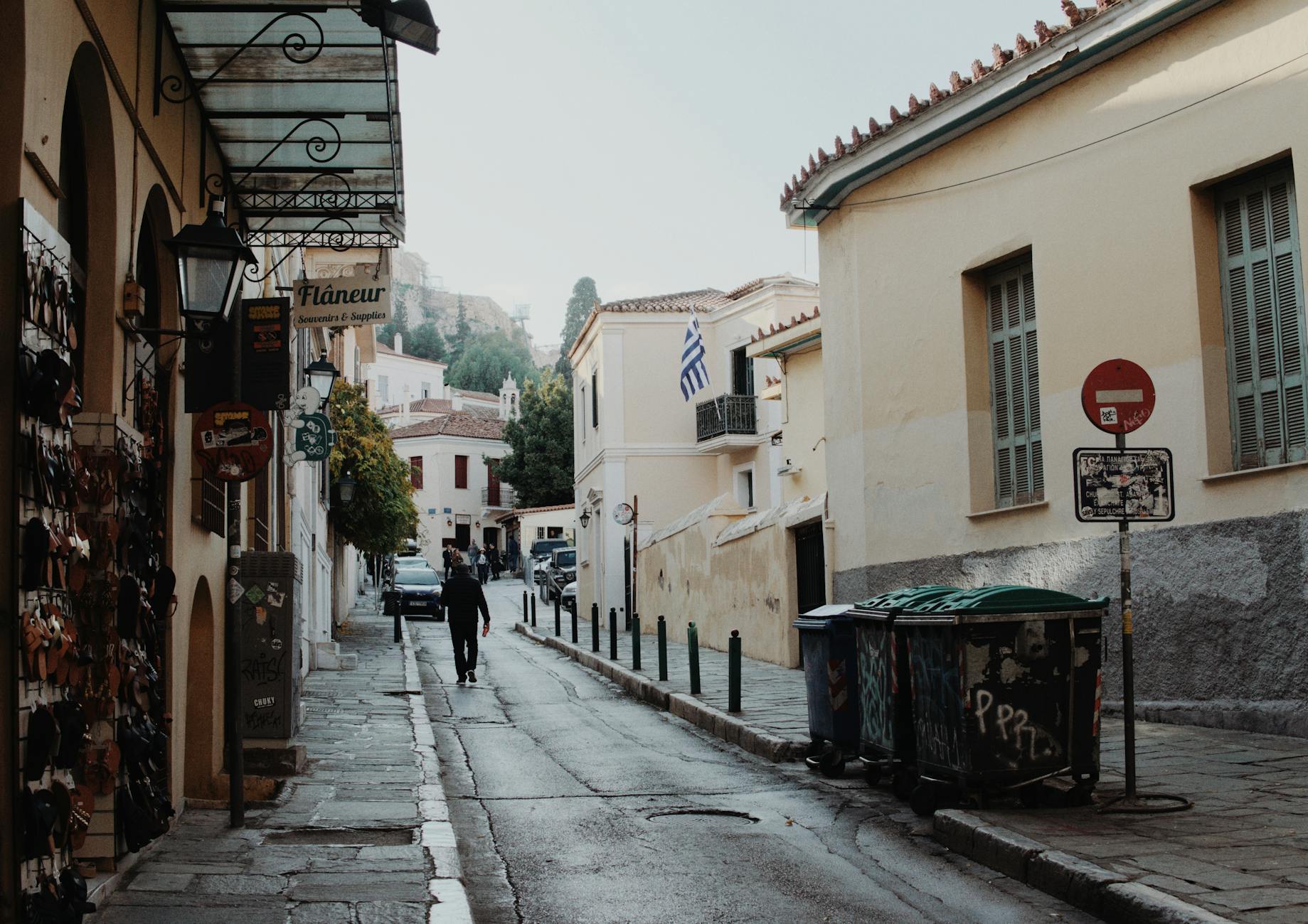 Historic street in the Plaka district of Athens