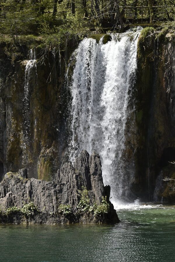 Waterfall cascading in Plitvice Lakes Park