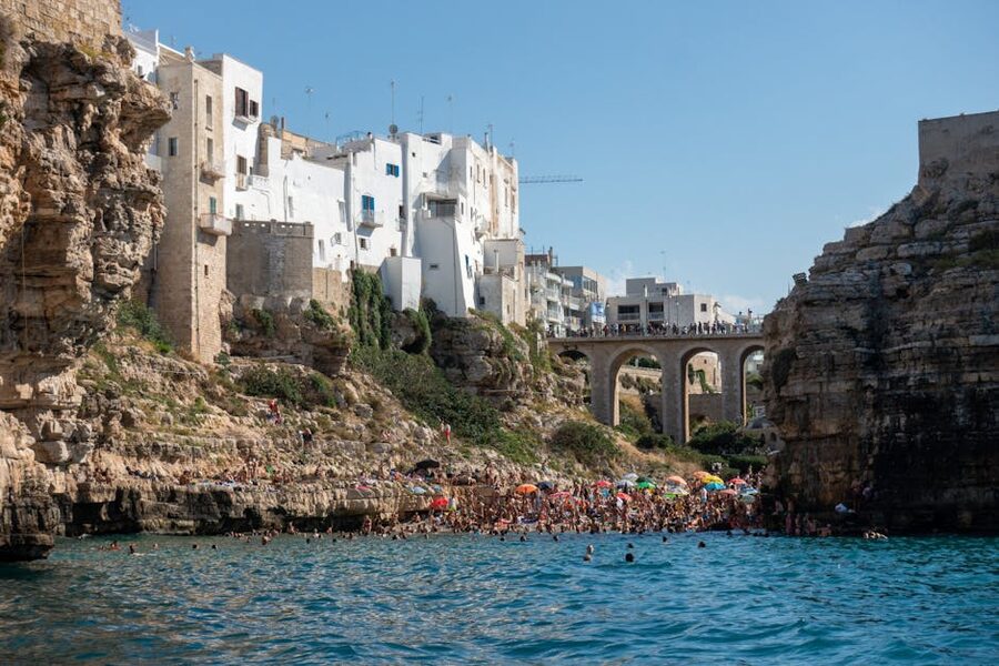 Polignano beach cliffs view