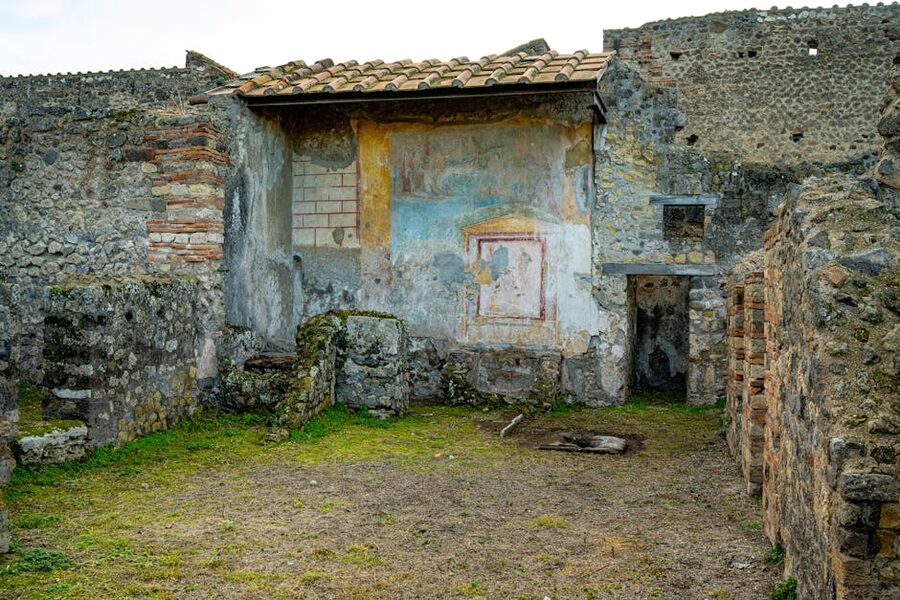 Pompeii ruins with colorful history