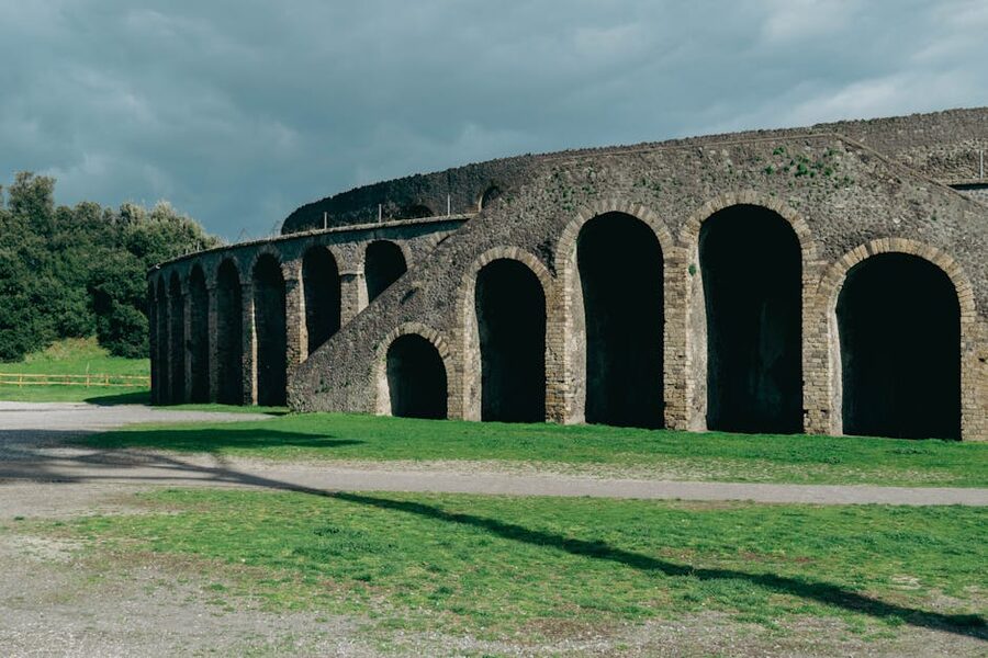 Pompeii amphitheater vistas and ruins