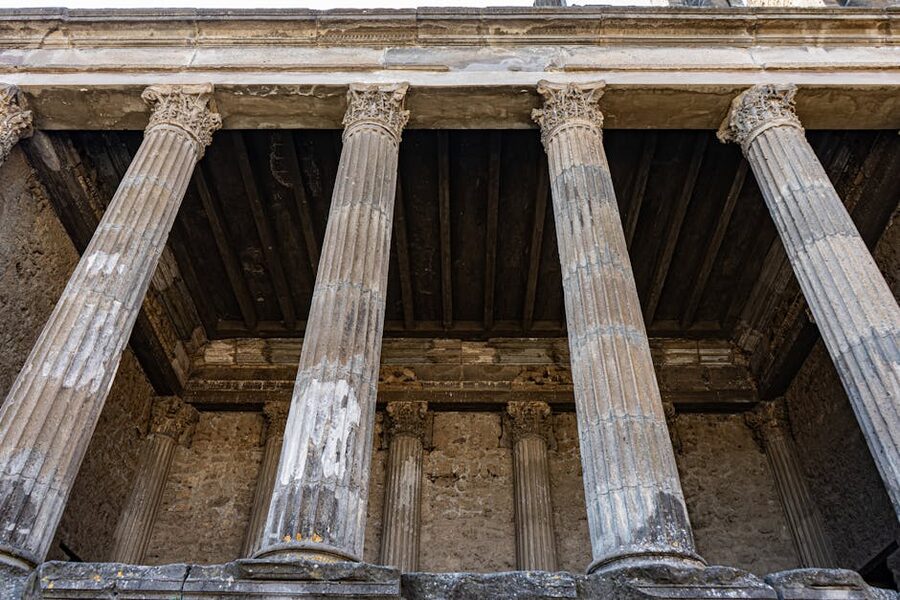 Ancient Roman columns at Pompeii