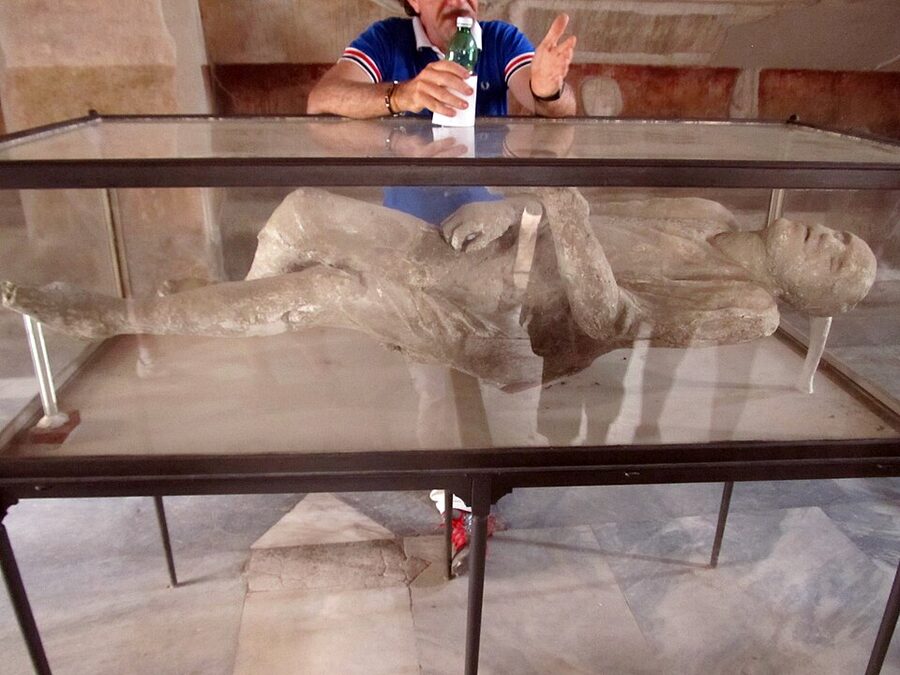 Plaster cast of a body victim from Pompeii