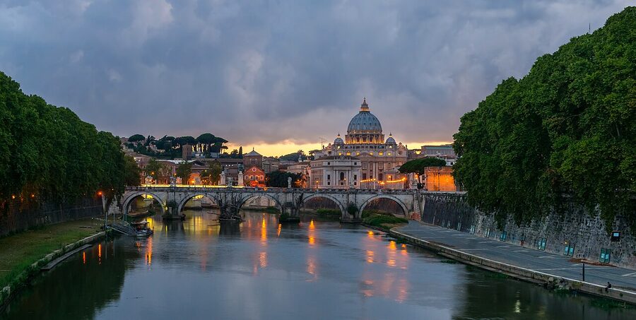 Ponte Sant'Angelo at dusk, Rome