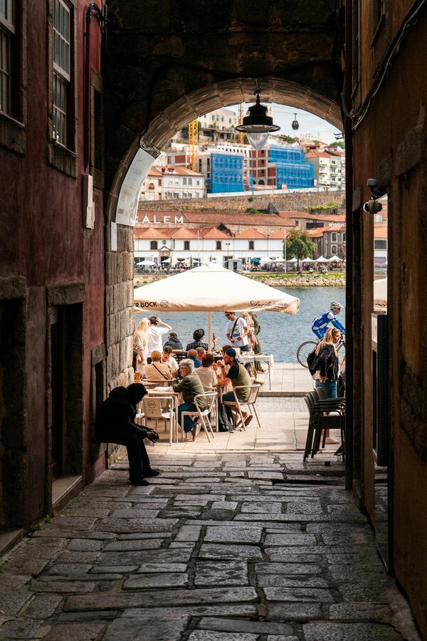 Riverside cafe overlooking the Douro in Porto