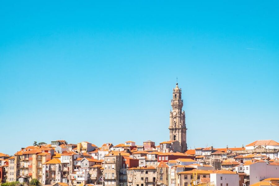 Baroque Clerigos Tower with Porto skyline