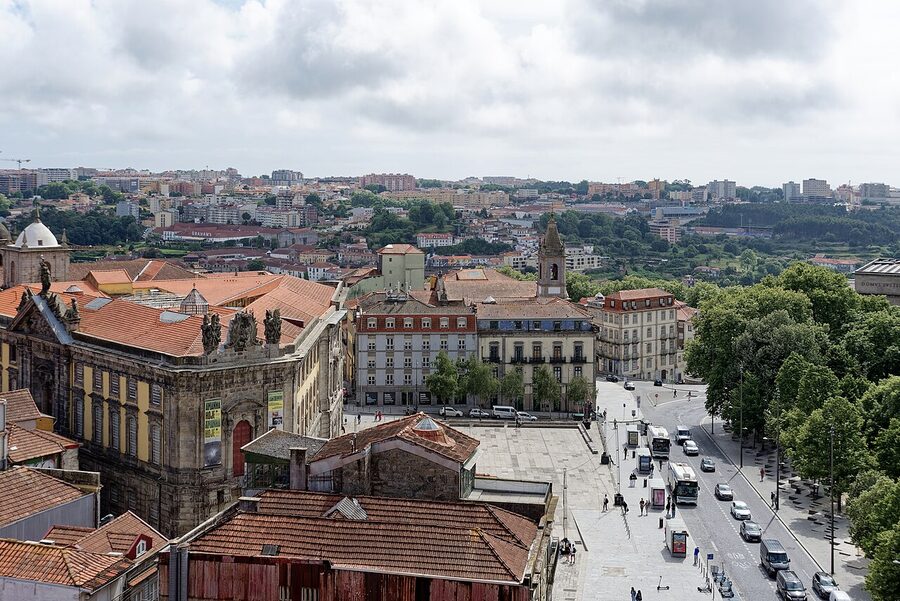 Western view from top of Torre dos Clerigos Porto
