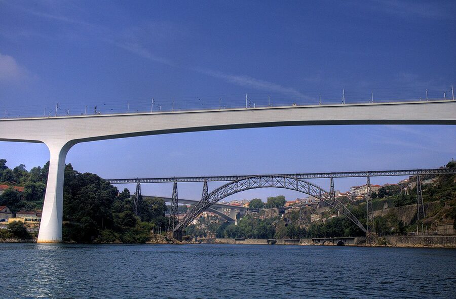 Ponte de Sao Joao with Maria Pia and Infante bridges visible Porto