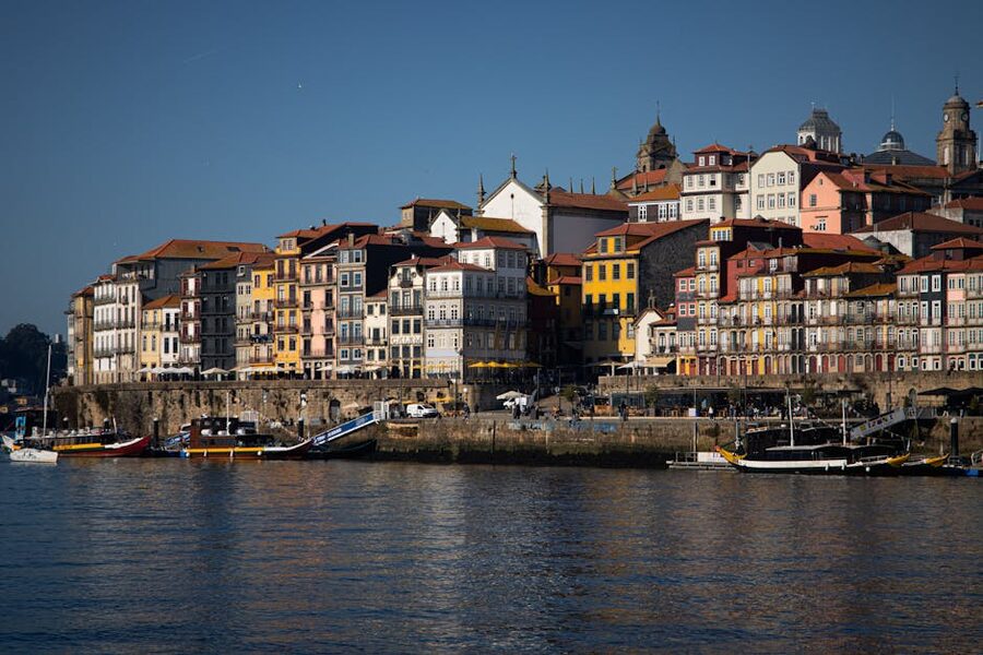 Colorful buildings of Porto Ribeira district along the Douro River