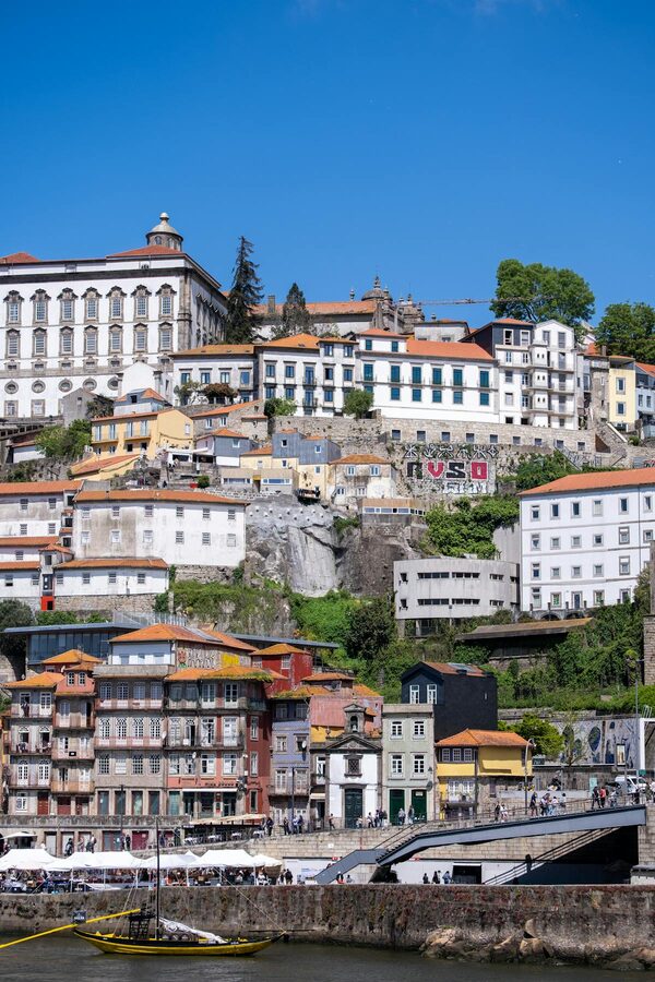 Colorful buildings along Porto's Ribeira waterfront