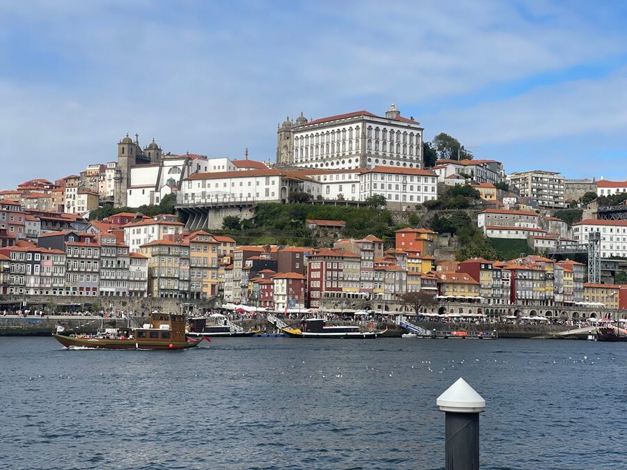 Sunny day along Porto's Ribeira district
